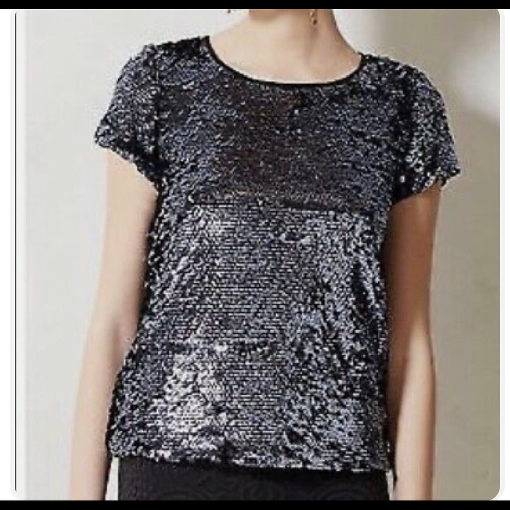 Anthropologie Leifsdottir Metallic Blue Sequined Shor… - Gem